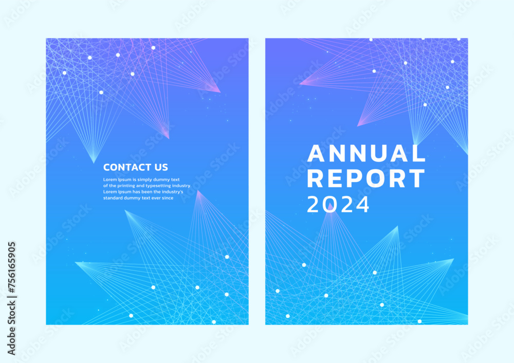 Template Annual Report Cover design with wireframe future of technology ...