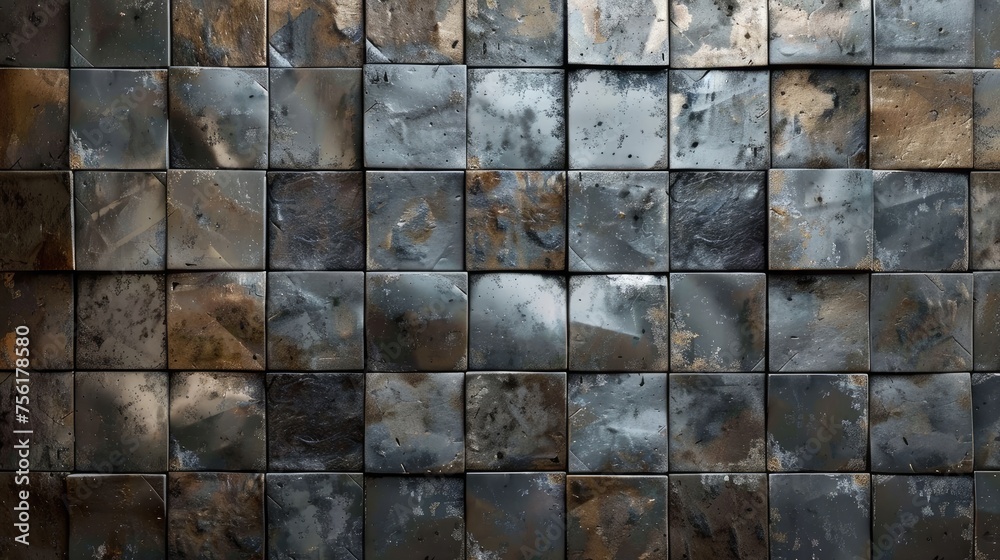 Explore the precision of tiled metal texture. Ai Generated. Stock Photo ...
