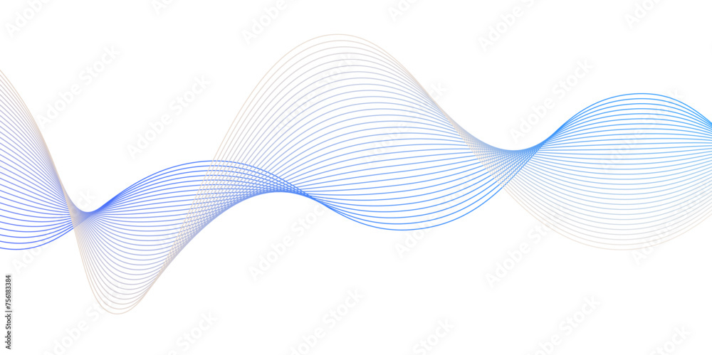 Blue abstract wave lines that simulate a fluid on a white background ...