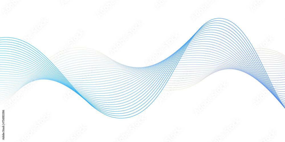 Blue abstract wave lines that simulate a fluid on a white background ...