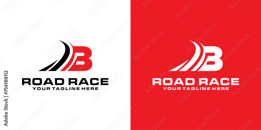 letter B and road racing logo designs, racing logos, asphalt, asphalt ...