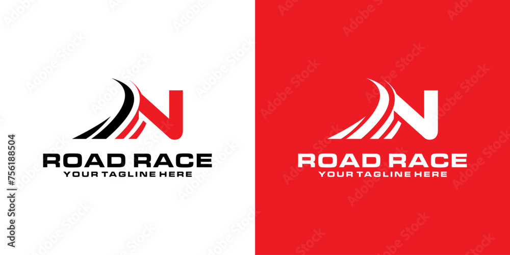 letter N and road racing logo designs, racing logos, asphalt, asphalt ...