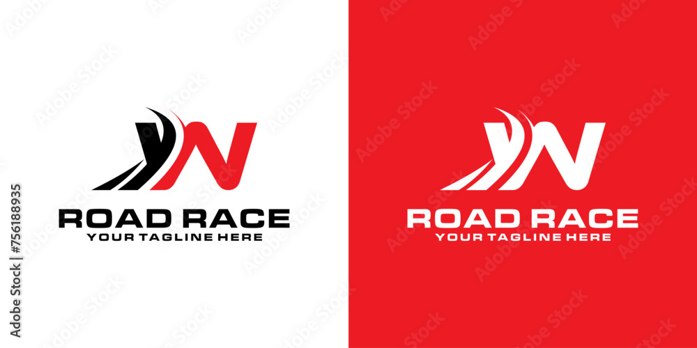letter W and road racing logo designs, racing logos, asphalt, asphalt ...