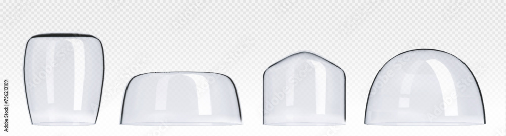 Glass transparent hemisphere dome cover. Realistic vector illustration ...