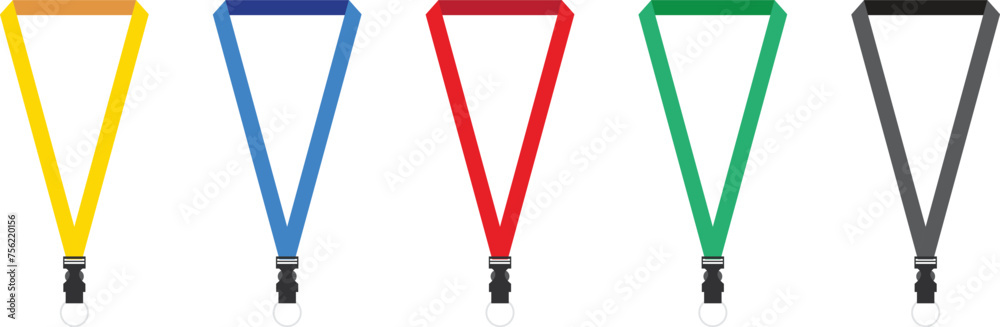 Set of lanyards in multi colour, use for mockup design or pesentation ...