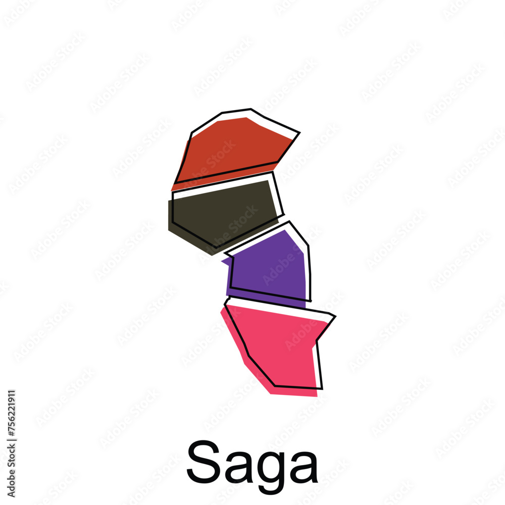 Saga vector world map City illustration. Isolated on white background ...