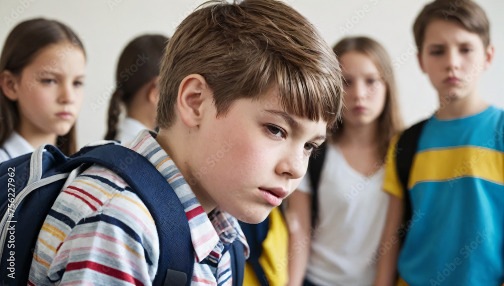 Bullying at school. Nervous kids and teenagers, violence and ...