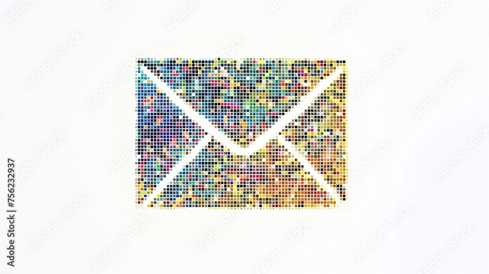 Pixel mail. Style, letter, parcel, postman, dove, stamp, envelope, box ...