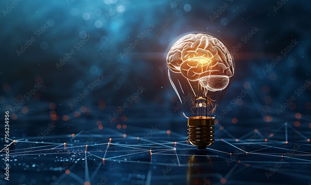 Illuminating Brain Power A Glowing Lightbulb Represents the Bright ...