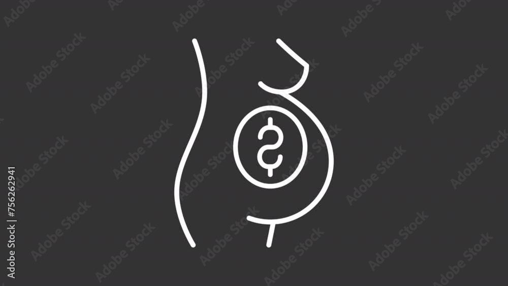 Surrogacy birth white line animation. Pregnancy money animated icon ...