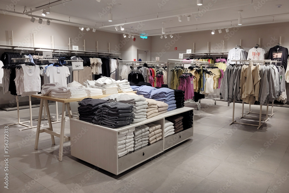 PENANG, MALAYSIA - 22 JAN 2024: Interior view of H&M clothing store in ...