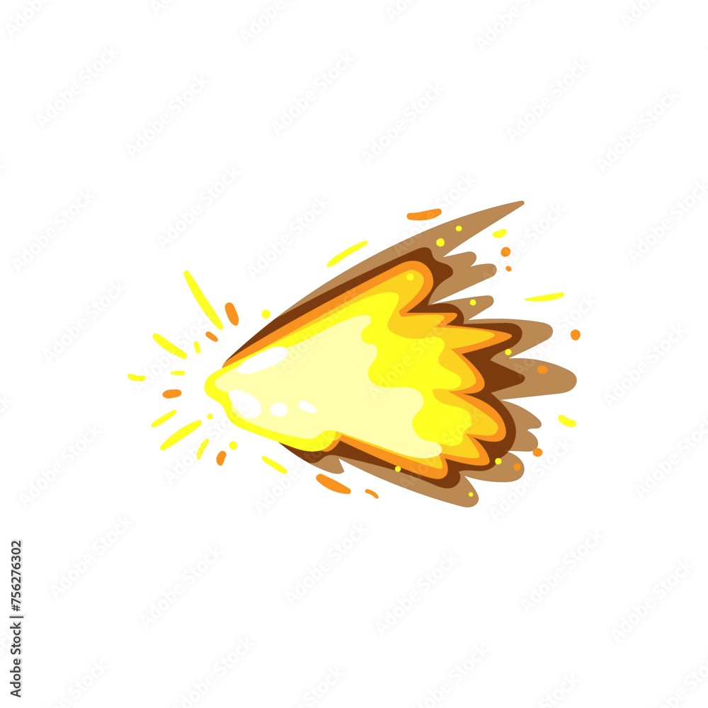 effect gun flash cartoon. explosion bomb, fire shooting, shot barrel ...