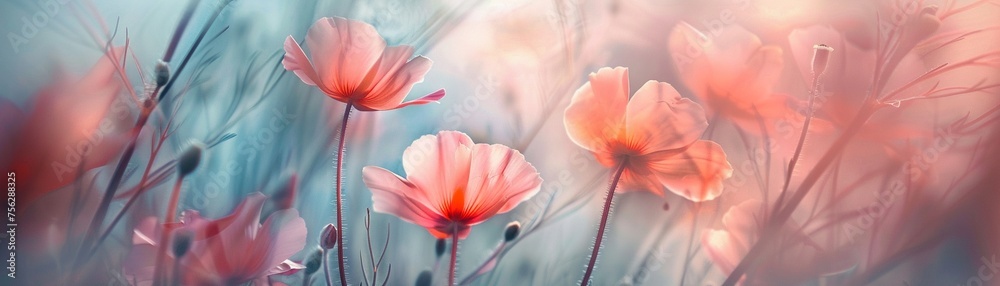 Poster Ethereal flowers captured with a slow shutter speed creating a ...