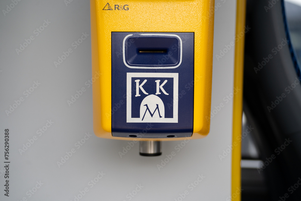 MPK Kraków validation ticket machine, with KKM Krakowska Karta Miejska ...