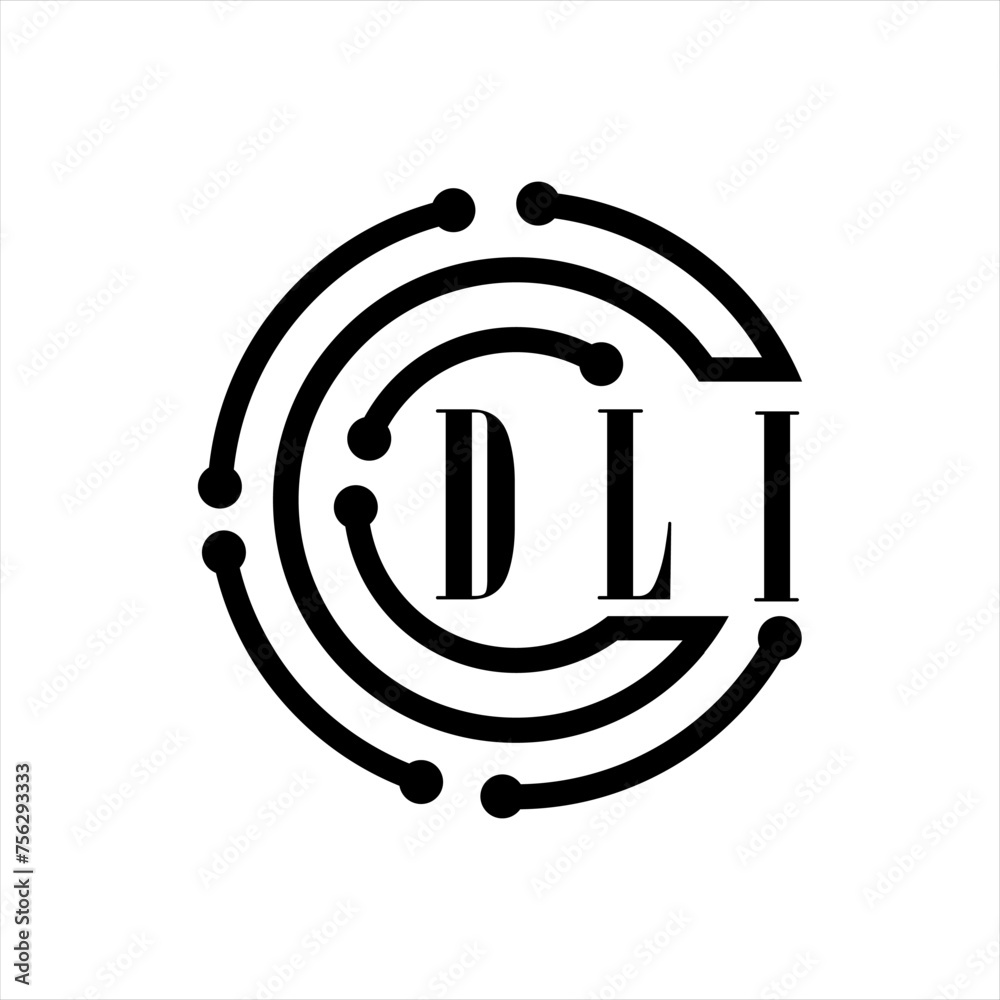 DLI letter design. DLI letter technology logo design on white ...