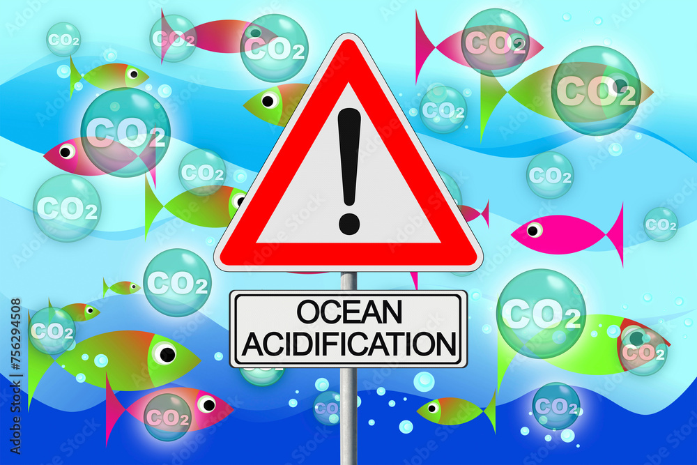 Alert Ocean Acidification - CO2 Carbon dioxide emissions are absorbed ...
