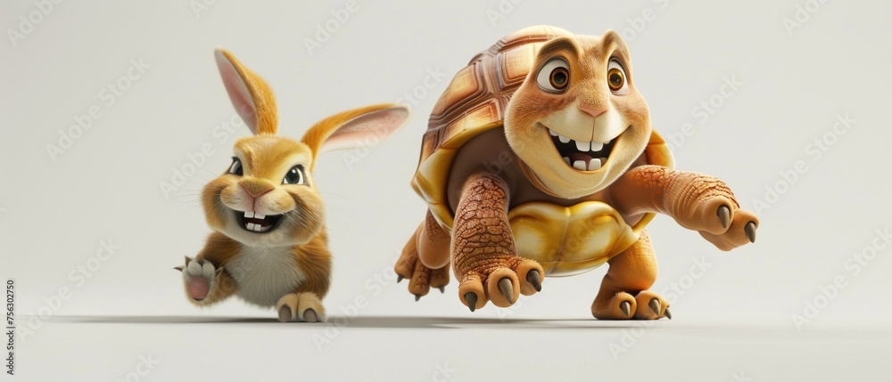 An animated scene where a 3D cartoon turtle with flashy wheels ...