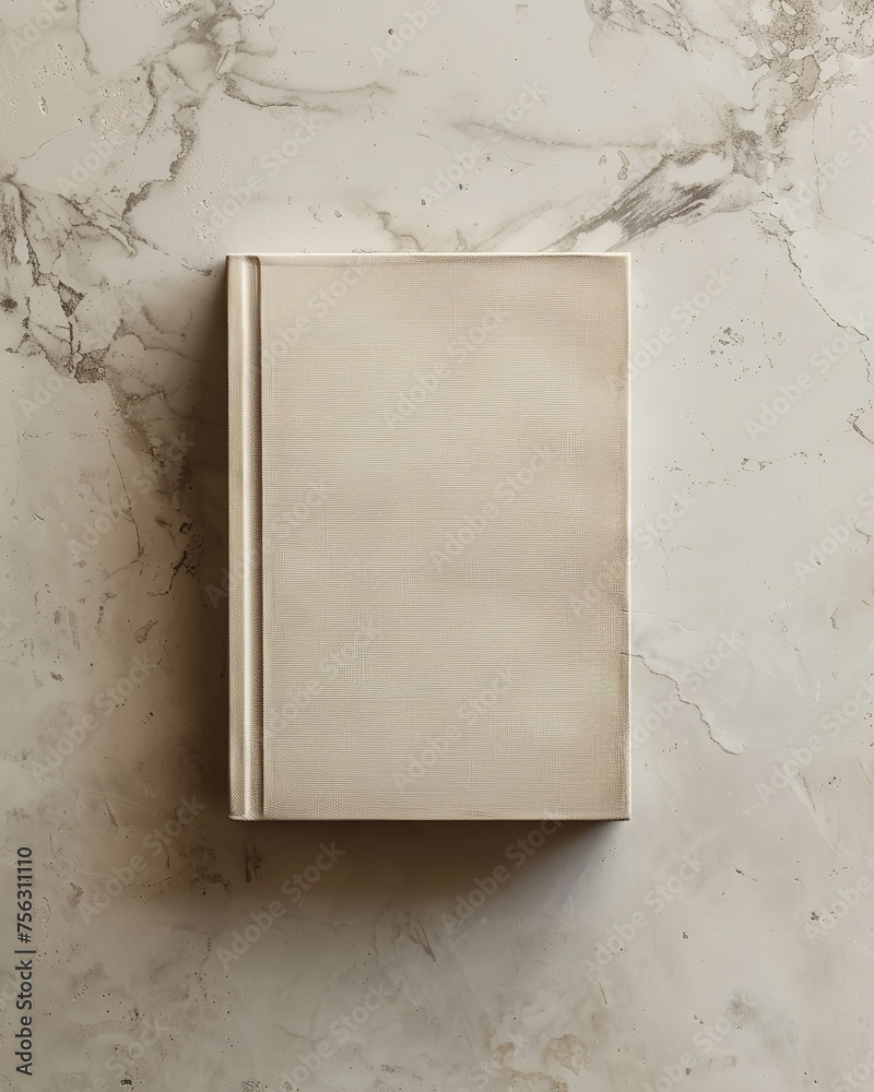 aerial detail closeup photography of a blank closed book with a canvas ...
