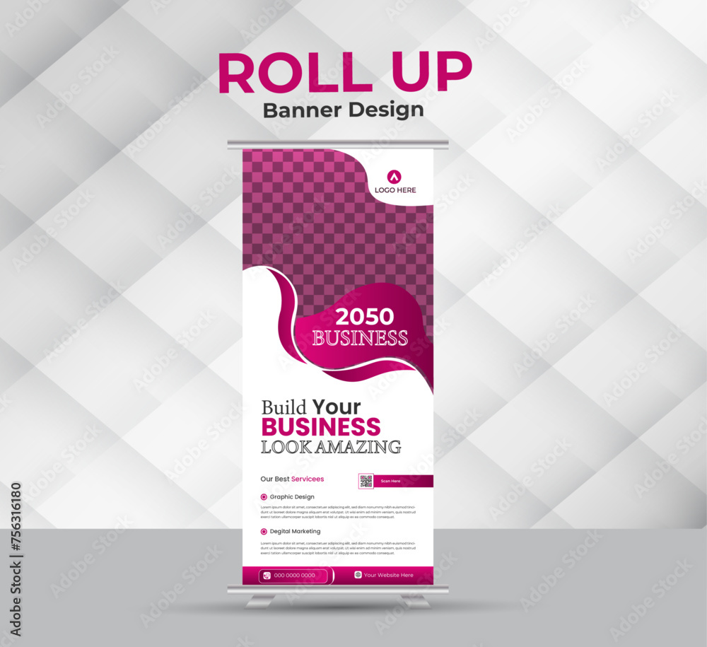 Roll-up banner design template including a contemporary x-banner ...