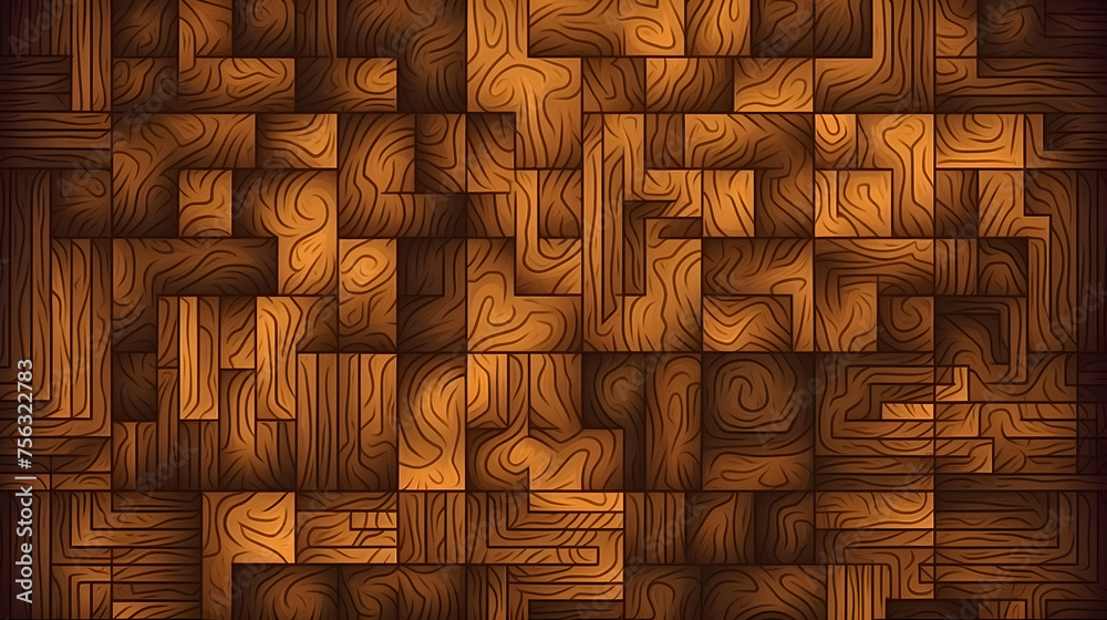 A pixel art background featuring a meticulously crafted wood texture ...