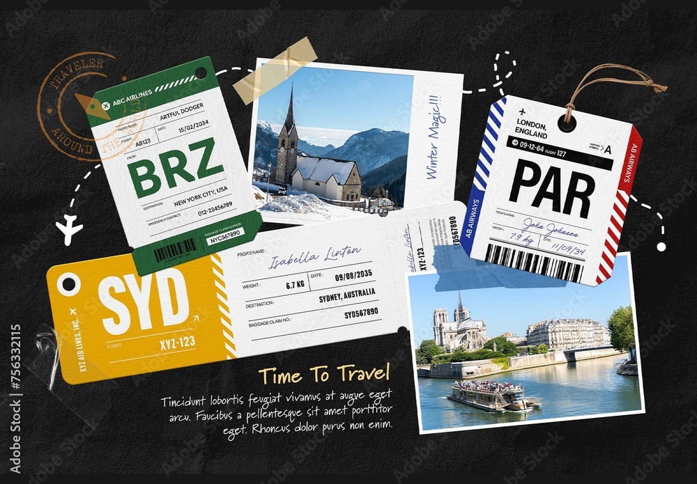 Travel Collage Mockup Layout Stock Template | Adobe Stock