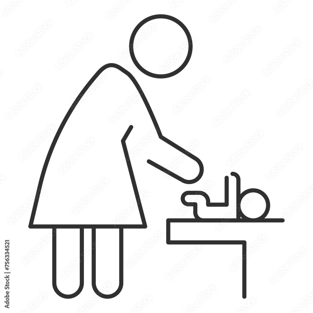 Baby care room icon vector isolated. Line symbol of mother and child ...