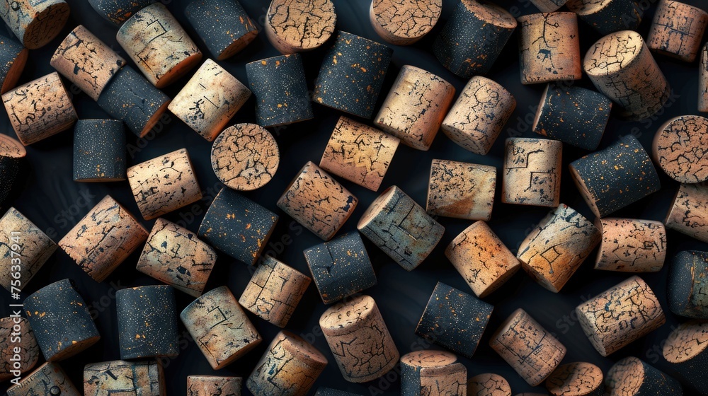 Realistic bottle corks apart from each other photo pattern, flat color ...