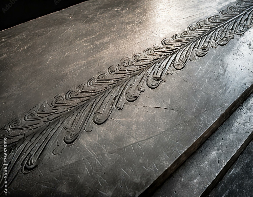 An image of titanium metal with intricate etched designs, highlighting ...