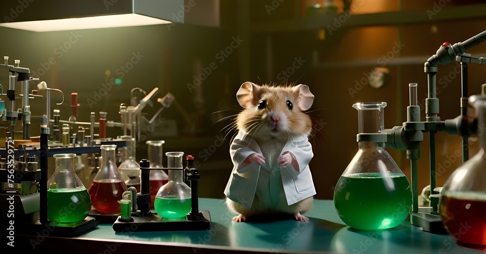 The hamster in a scientist's lab coat in a lab, Scientist mouse in lab ...