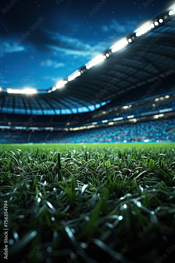 football stadium with lights - soccer field background - grass close up ...