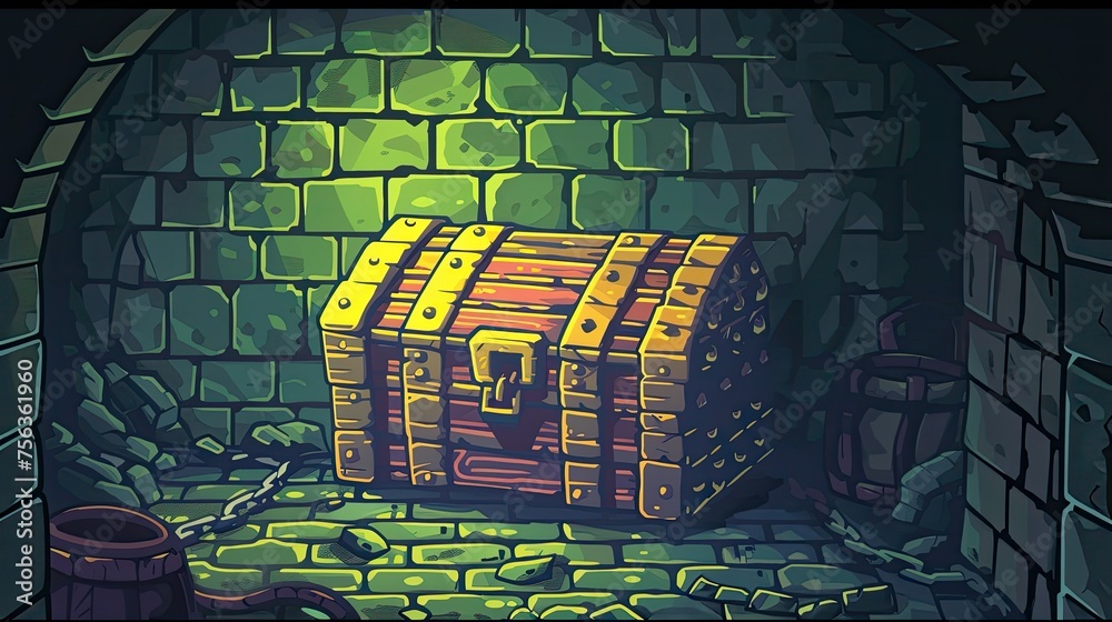 Pixel chest. Style, fantasy, jewelry, cross, gold, pirates, treasure ...