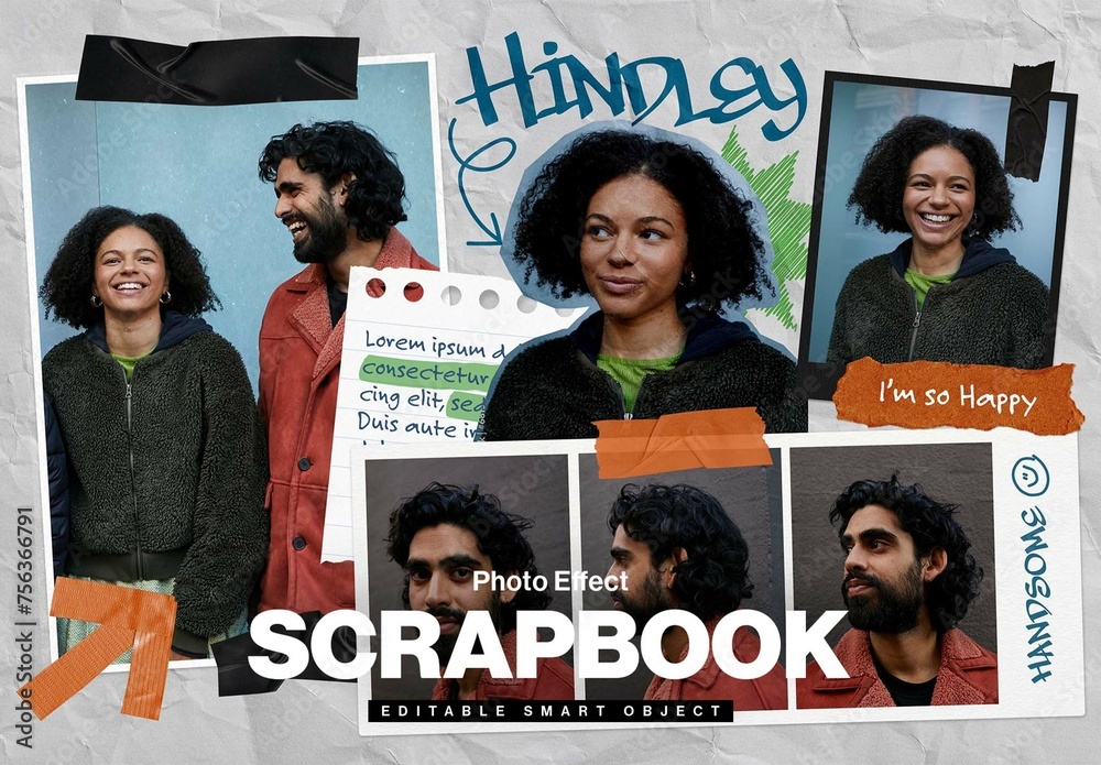 Scrapbook Photo Collage Layout Stock Template | Adobe Stock