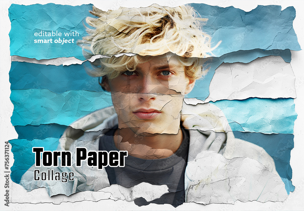 Torn Paper Collage Effect. Some Elements are AI Generated Stock ...