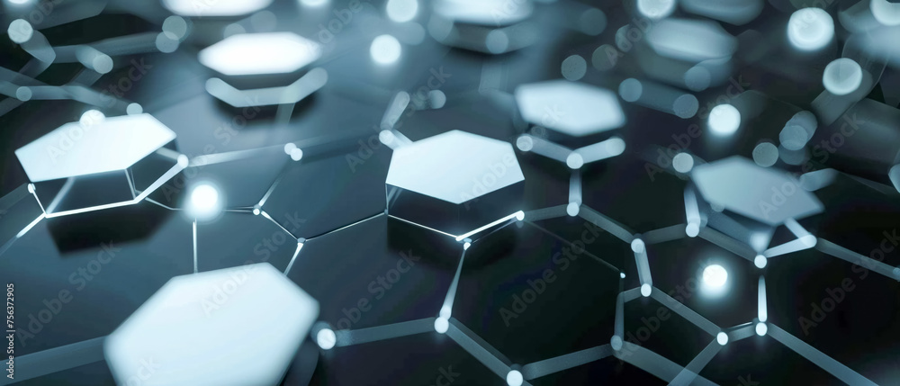 modern knowledge graph hexagon node in white and grey color Stock ...