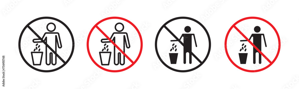 Do Not Litter Sign Vector Icon Set. Clean Environment Emblem vector ...