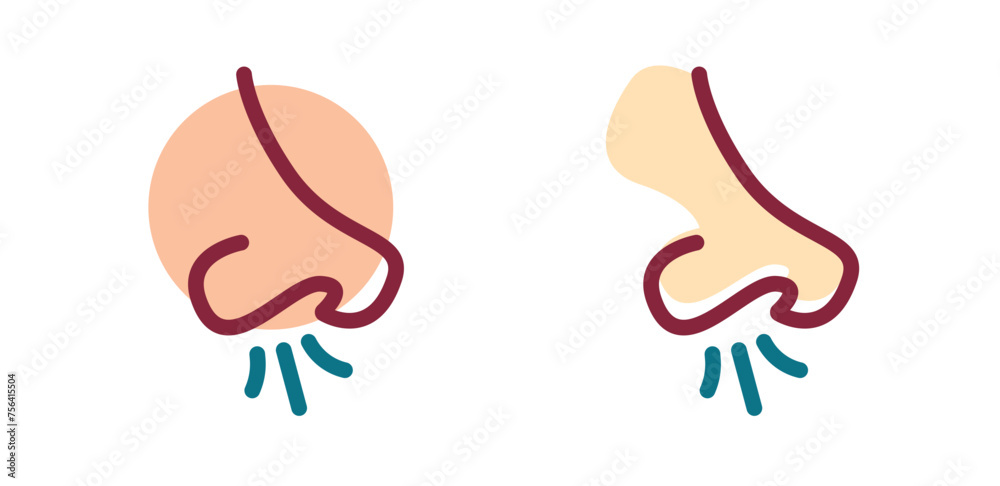 Breath smell sense nose icon vector graphic line art, sniff inhale ...