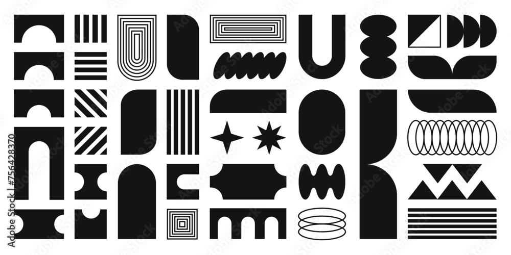 Abstract shapes, basic brutal forms and retro figures in Y2K aesthetics ...