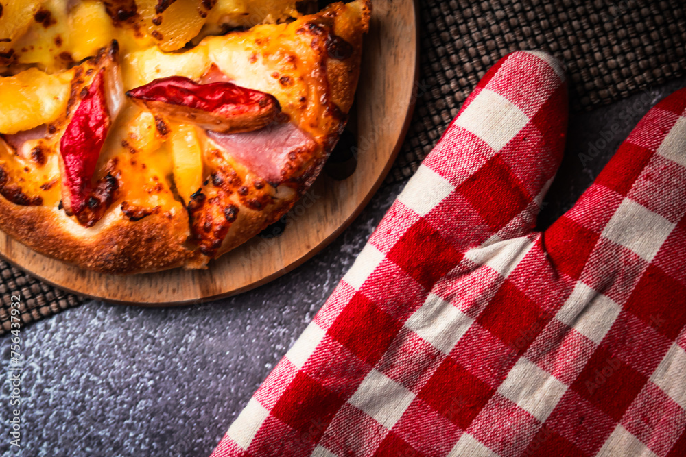 Small pizza with crab topping served in pizza restaurants, mini pizza ...