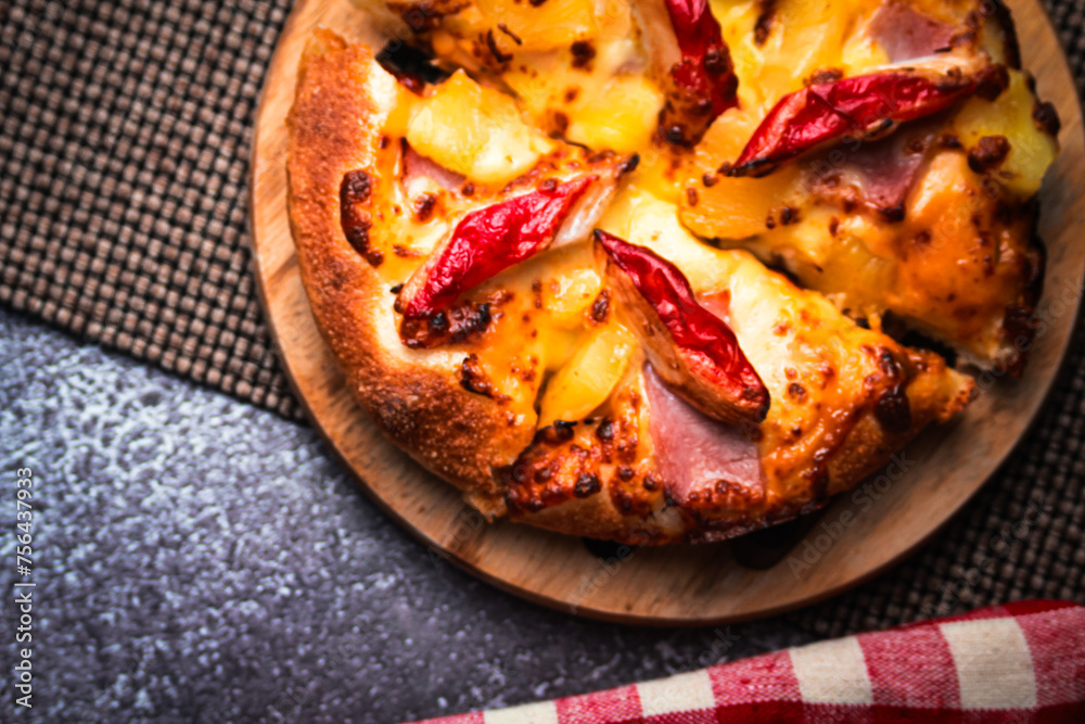 Small pizza with crab topping served in pizza restaurants, mini pizza ...