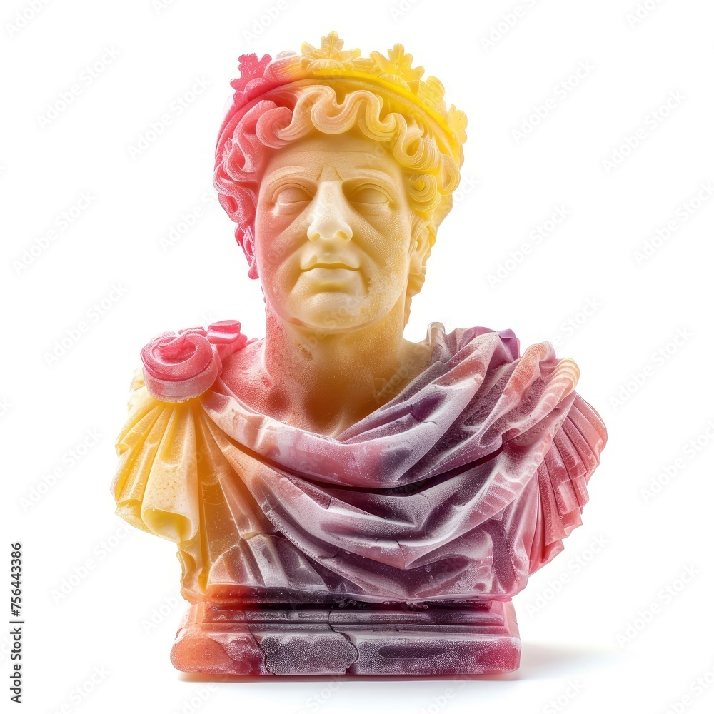 Bust of the famous ancient Roman emperor made of sweet gelatine, edible ...