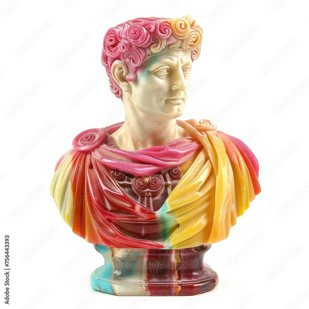 Bust of the famous ancient Roman emperor made of sweet gelatine, edible ...