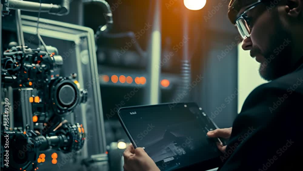 Robotic Process Automation engineer using laptop for smart factory automation software. digital ...