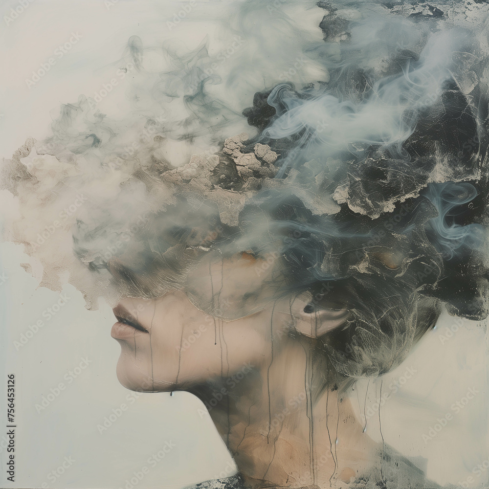 Drawing of a human's face, half of the face is visible with only the ...