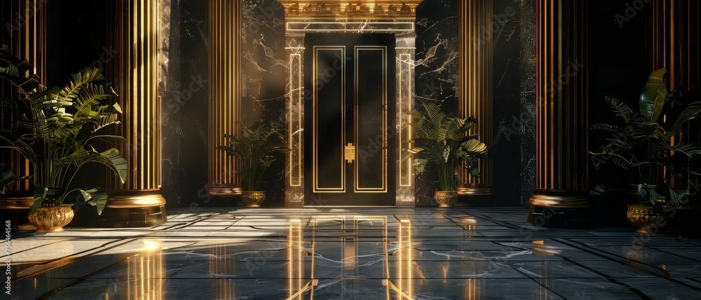 interior of a royal palace castle of Egyptian empire in ancient times ...