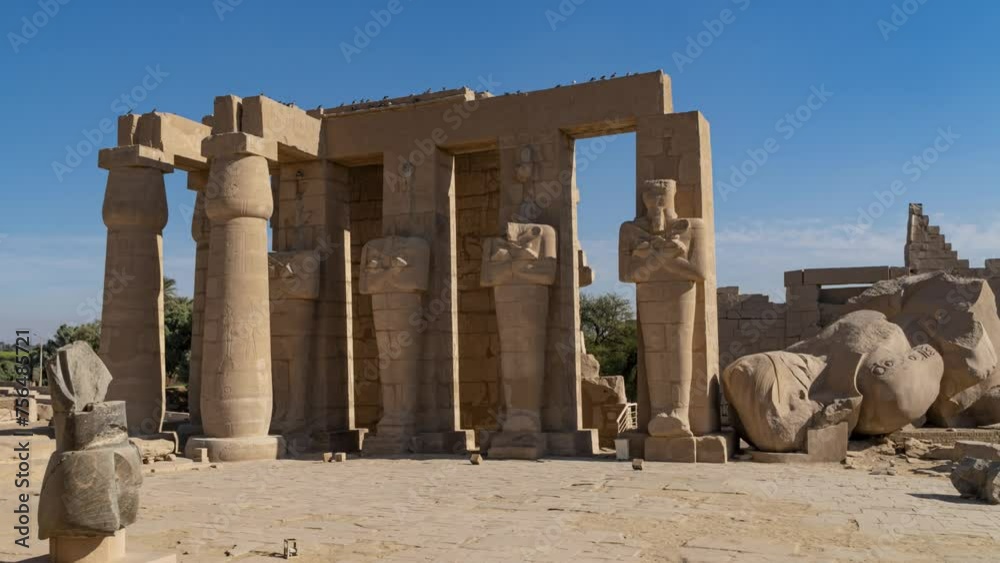 Vidéo Stock The Ramesseum is the memorial temple or mortuary temple of ...