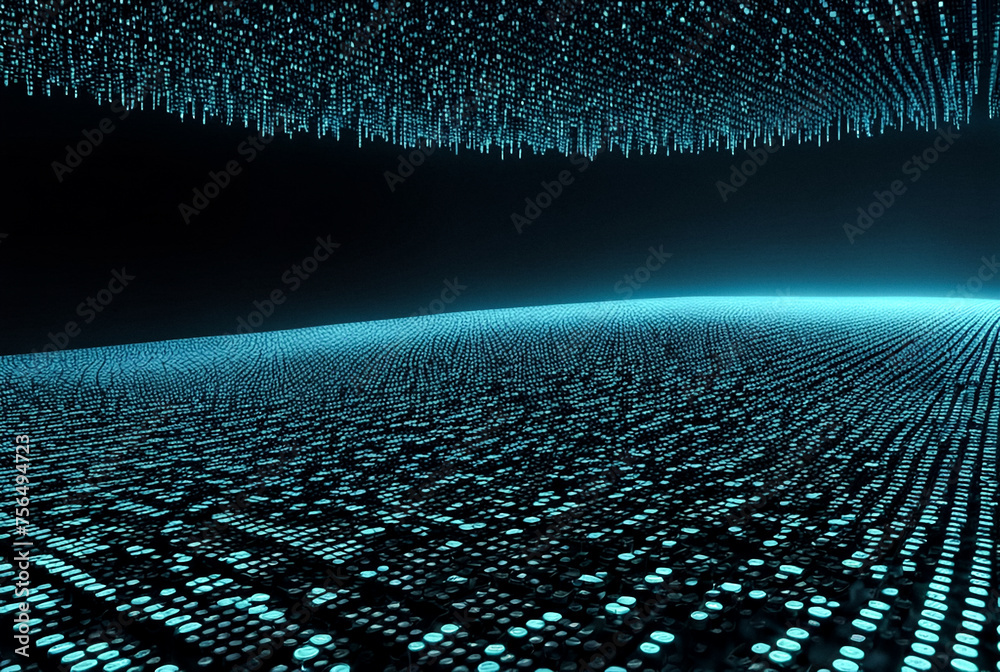 Wallpaper of abstract futuristic cyberspace with binary code, digital ...