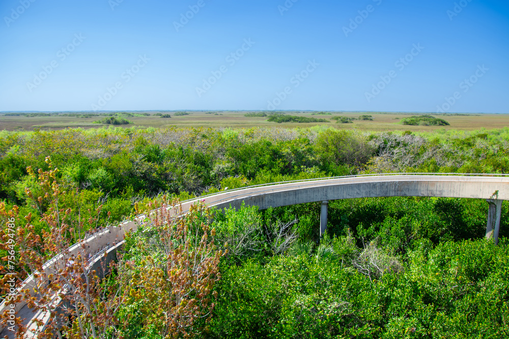 Access ramp to an observation tower in a part of the Everglades called ...