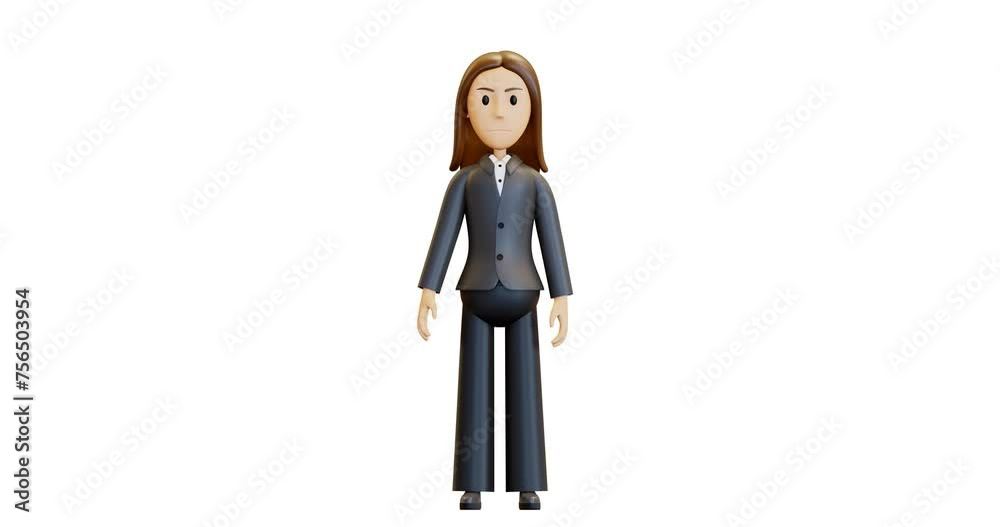 3D animation. A very angry woman shows dislike. Angry boss, office ...