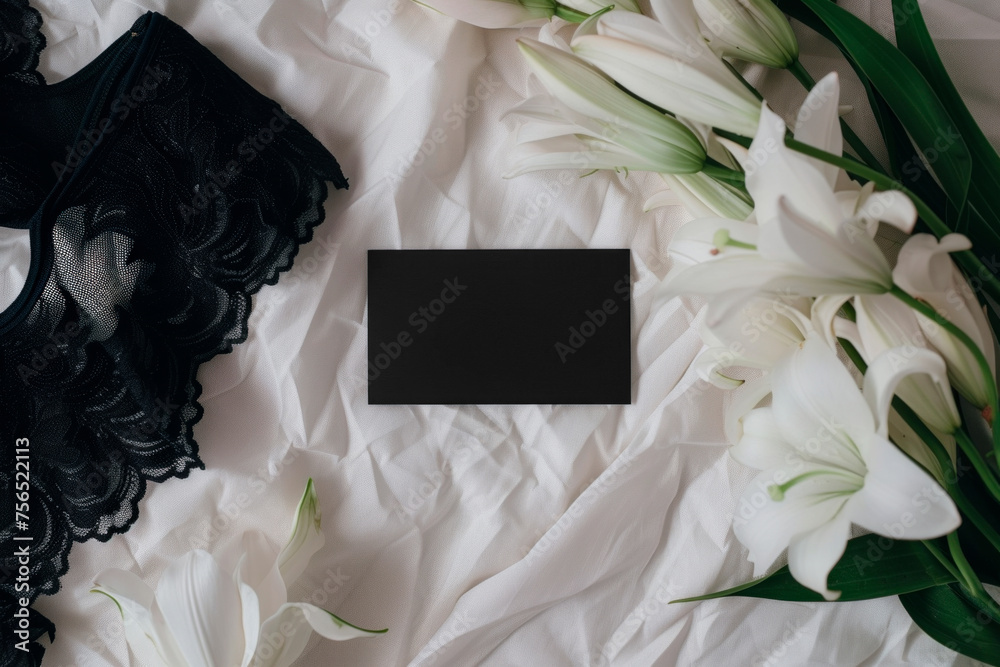 Business card mockup lingerie mockup floral, lingerie branding textile ...