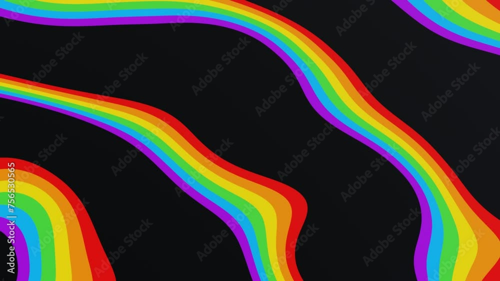 3d abstract rainbow on black background. Groovy psychedelic retro 70s ...